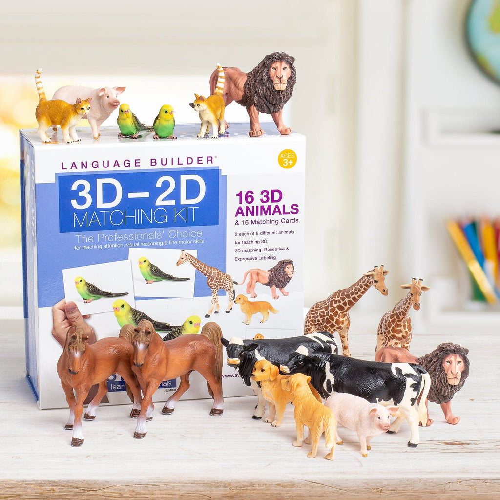 Language Builder 3D - 2D Animal Matching Kit for ABA & Autism Education ...